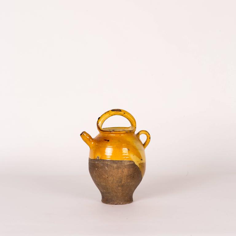 Late 19th Century Glazed Yellow Pot with Handle from France For Sale at ...