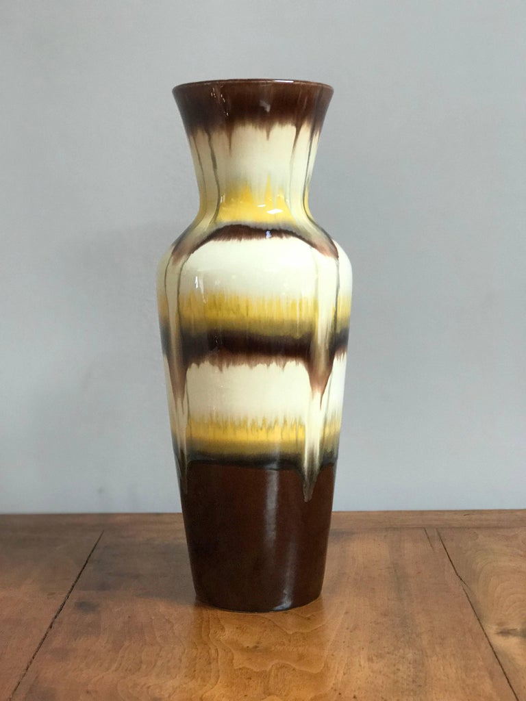 Yellow and Brick Toned Abstract Vase from West Germany Circa 1950 at ...