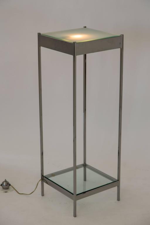 Elegant Pair of Chrome and Glass Light Up Pedestals at 1stDibs