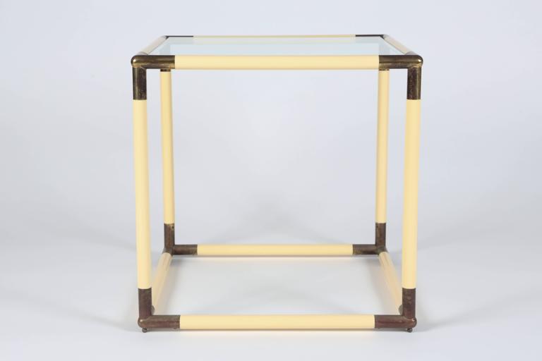 Modernist Italian Geometric Cube Form Glass Top Table at 1stDibs