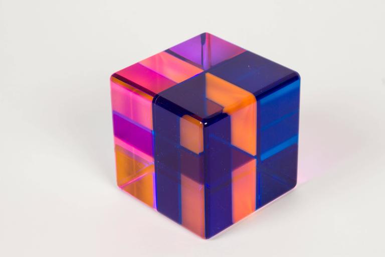 Multi-Color Large Cube Sculpture by Vassa at 1stDibs