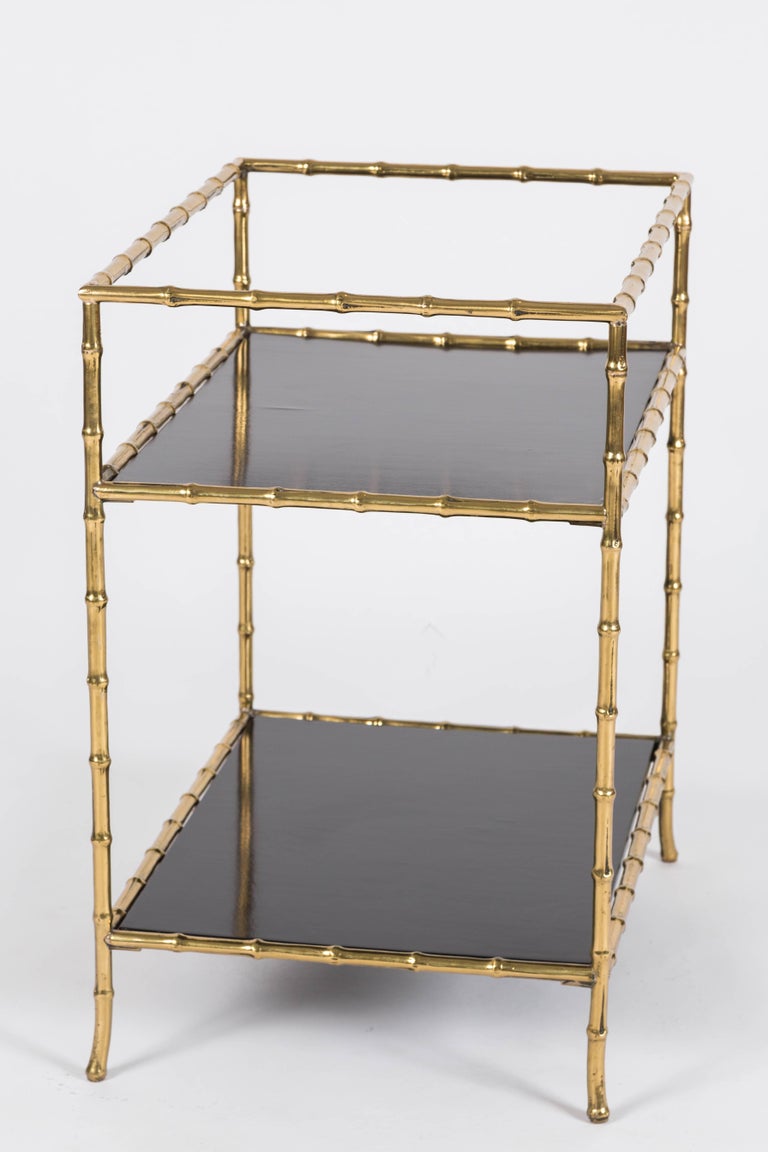 Two-Tier Bar Table with Brass Bamboo Detailing at 1stDibs