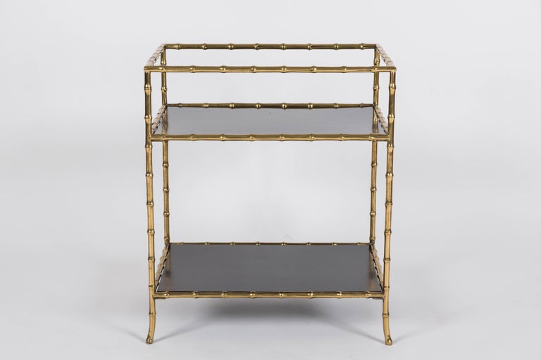Two-Tier Bar Table with Brass Bamboo Detailing at 1stDibs