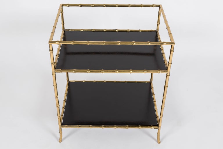 Two-Tier Bar Table with Brass Bamboo Detailing at 1stDibs