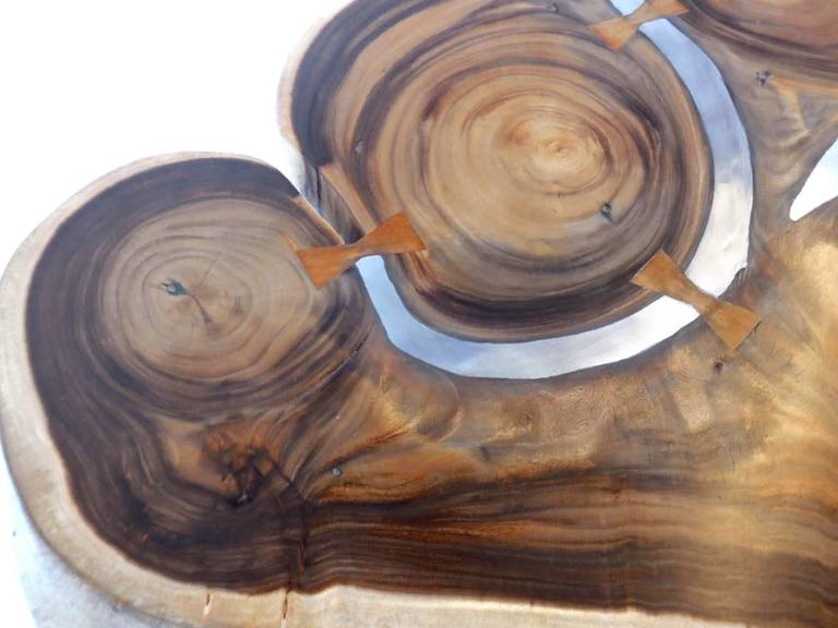 Freeform Table with Pewter Inlay at 1stDibs | pewter inlay in wood