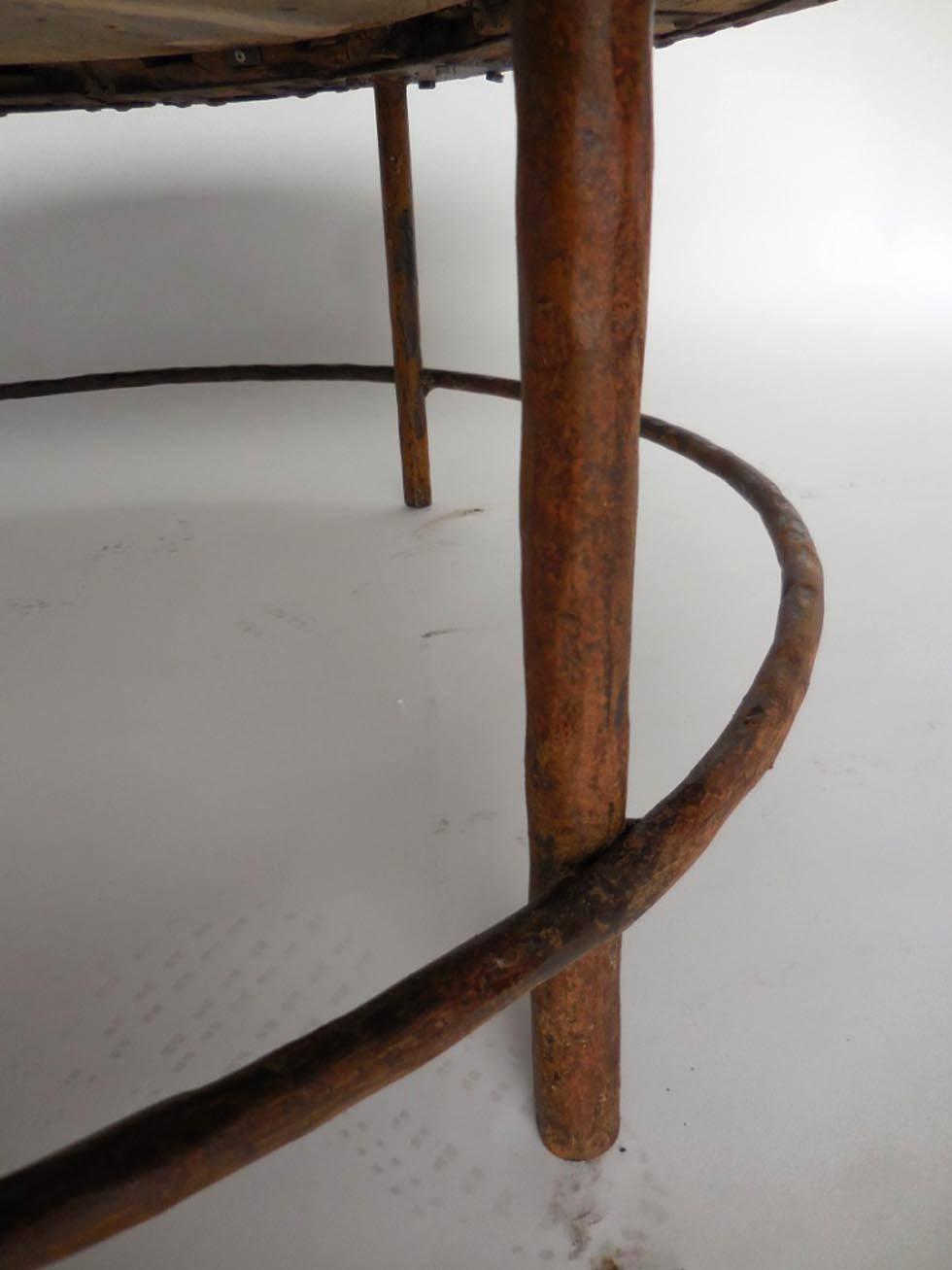 Rustic Round Copper Cocktail Table For Sale at 1stdibs