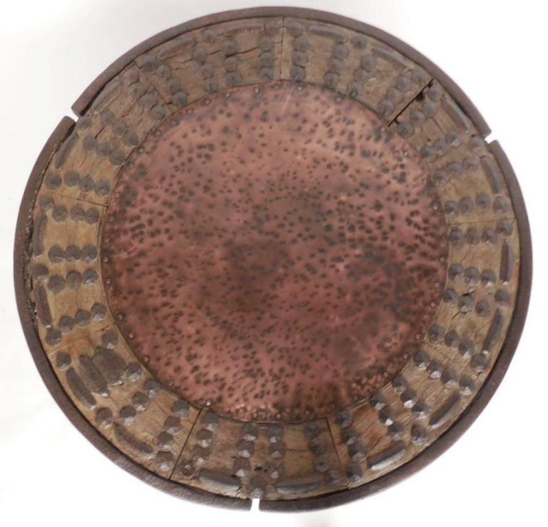 Rustic Round Copper Cocktail Table at 1stDibs