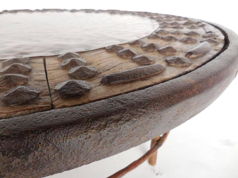 Rustic Round Copper Cocktail Table at 1stDibs
