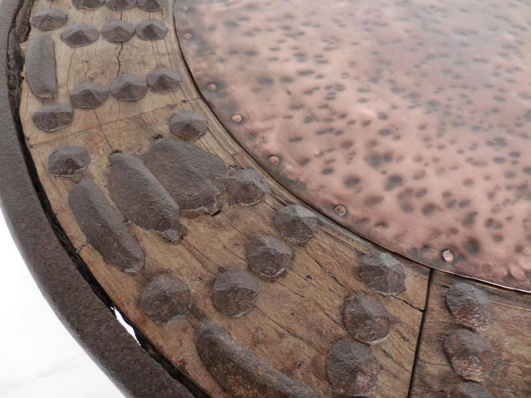 Rustic Round Copper Cocktail Table at 1stDibs