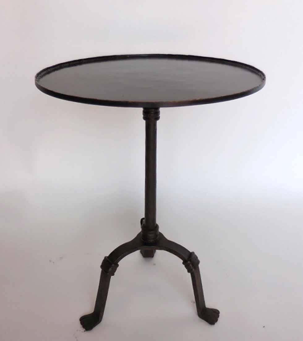 Industrial Chic/Steampunk Side Table with Bronze Edge For Sale at 1stdibs
