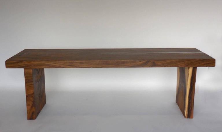 Organic Modern Wood Slab Console Table with Pewter Inlay at 1stDibs