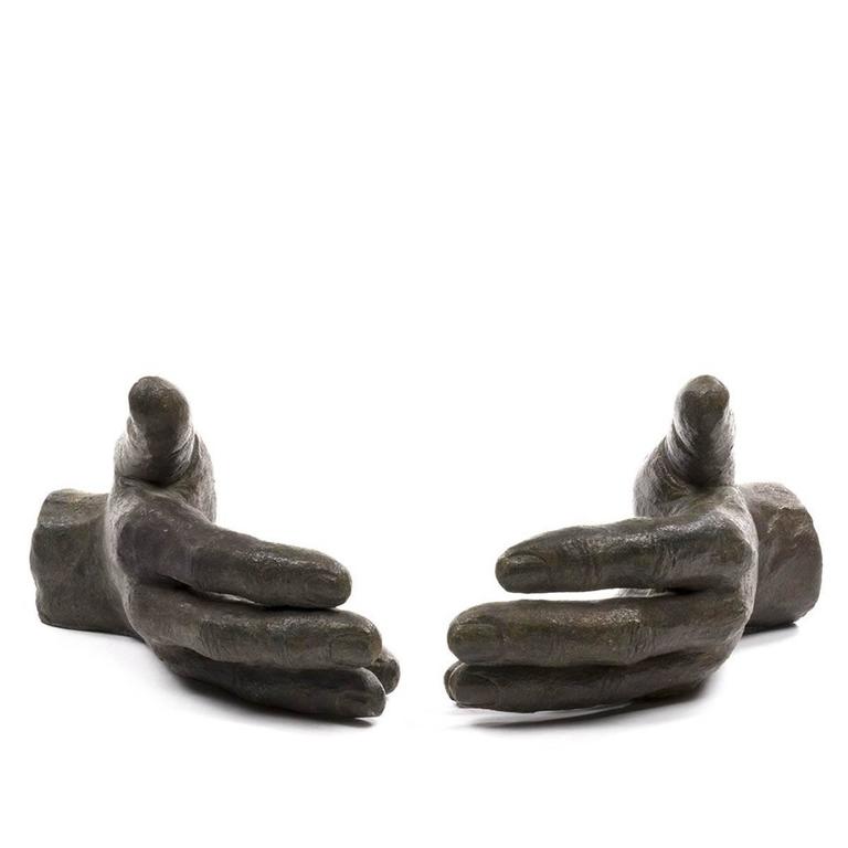 Pair of Ceramic Hands with Bronze Glaze at 1stDibs