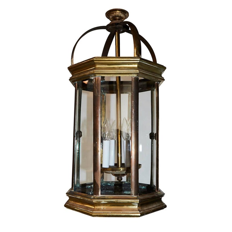 Pair of English Lantern Hanging Lamps For Sale at 1stDibs