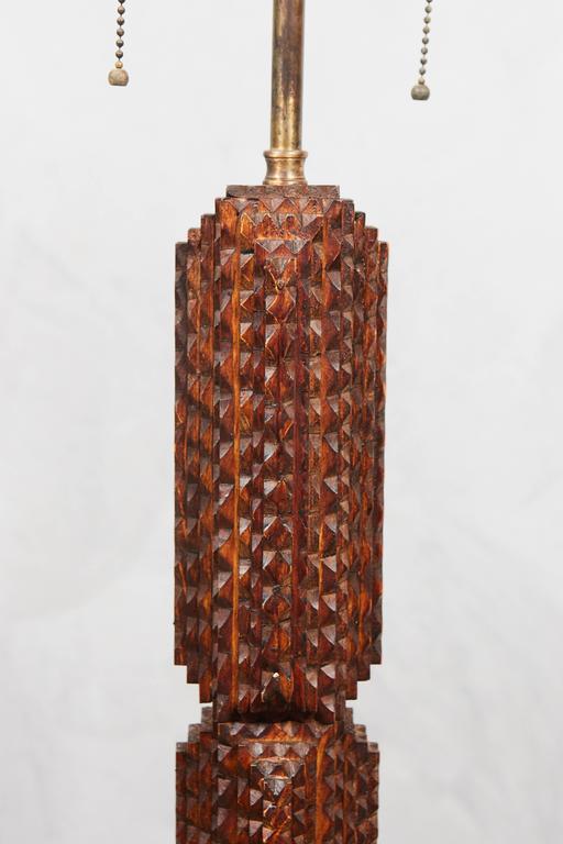 Tramp Art Floor Lamp with Linen Shade at 1stDibs | tramp lamp