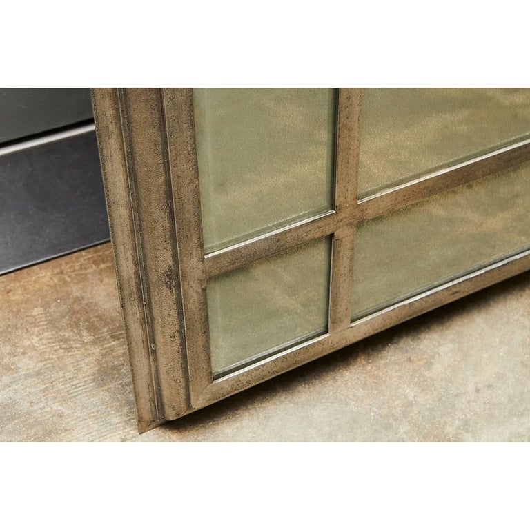 Large Metal Framed Industrial Style Mirror For Sale at 1stDibs