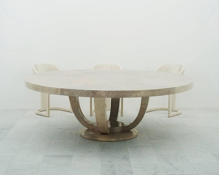 Karl Springer, Art Deco Goatskin Dining Table, USA, circa 1980s at 1stDibs