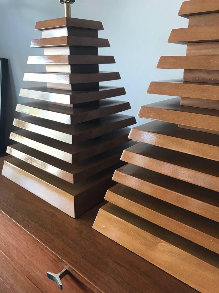 Pair of Unusual Pyramid Lamps For Sale at 1stDibs