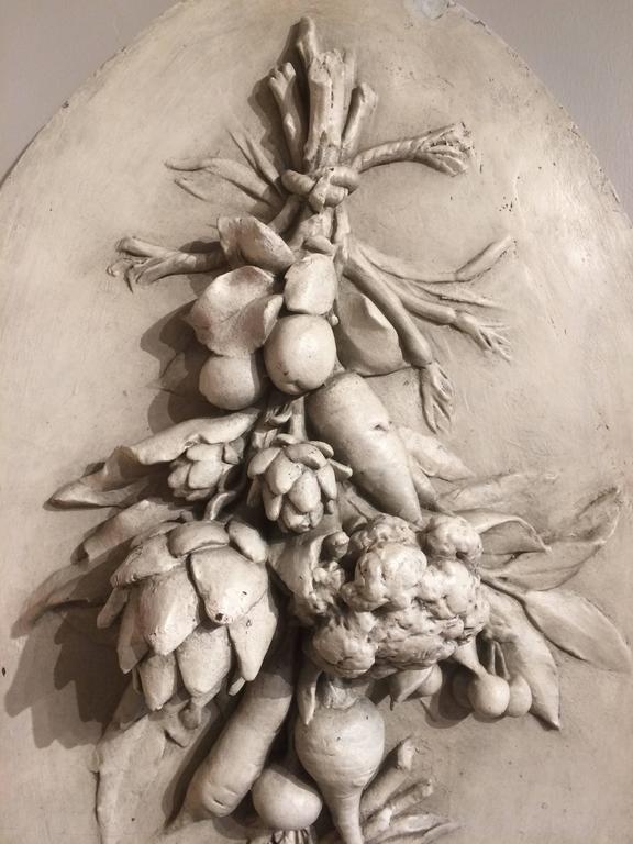 Large French Oval Plaster Relief of Hanging Vegetables at 1stDibs