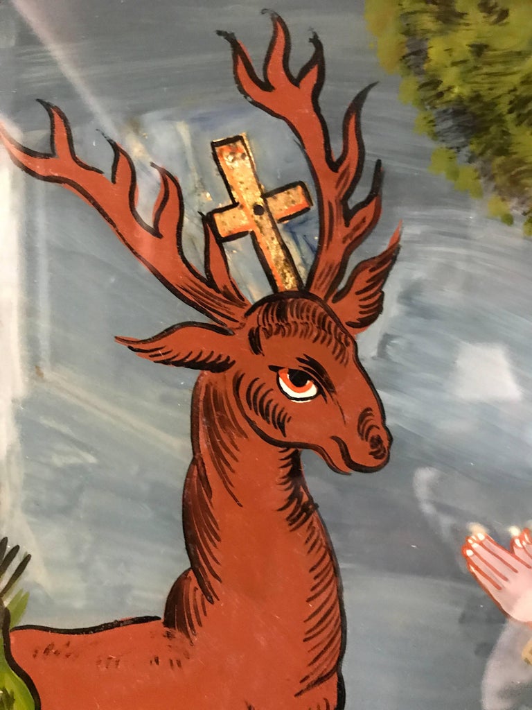 Reverse Glass Painting of Saint Hubertus, Patron Saint of Hunters at ...