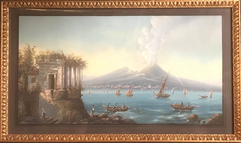 Italian Gouache of Mount Vesuvius and the Bay of Naples at 1stDibs ...