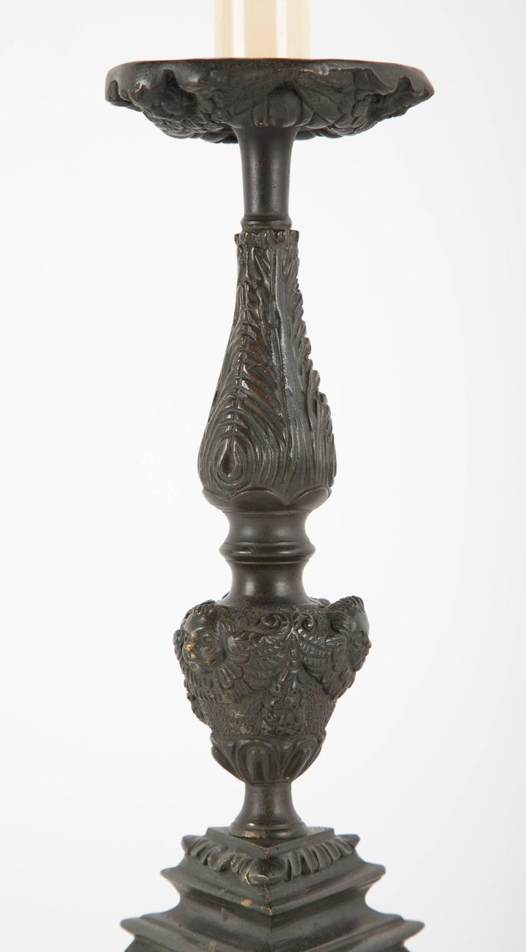 Pair of Italian Baroque Bronze Table Lamps at 1stDibs