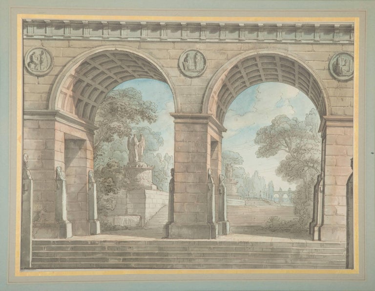 French Neoclassical Architectural Watercolor For Sale at 1stDibs ...