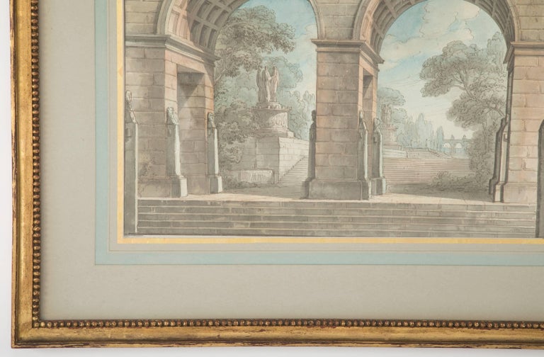 French Neoclassical Architectural Watercolor For Sale at 1stDibs ...
