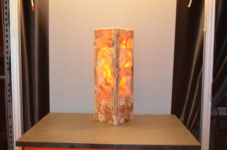 Square Base Onyx Lamp For Sale at 1stDibs