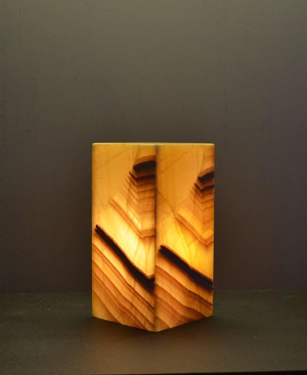 Square Base Onyx Table Lamp For Sale at 1stDibs