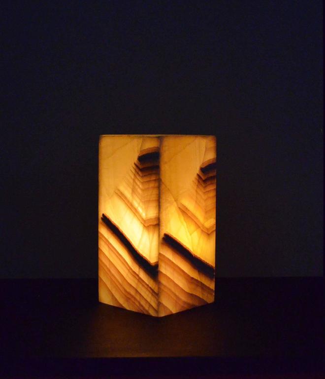 Square Base Onyx Table Lamp For Sale at 1stDibs