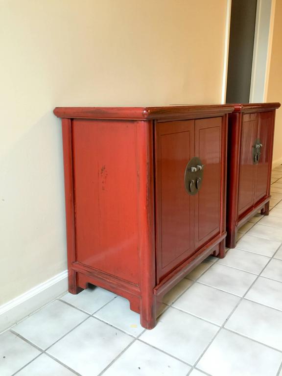 Pair of Elegant Red Lacquer Chests at 1stDibs
