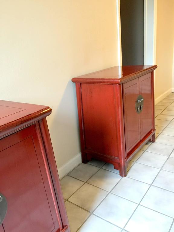 Pair of Elegant Red Lacquer Chests at 1stDibs