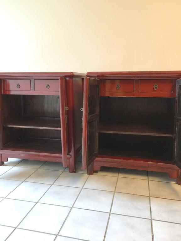 Pair of Elegant Red Lacquer Chests at 1stDibs