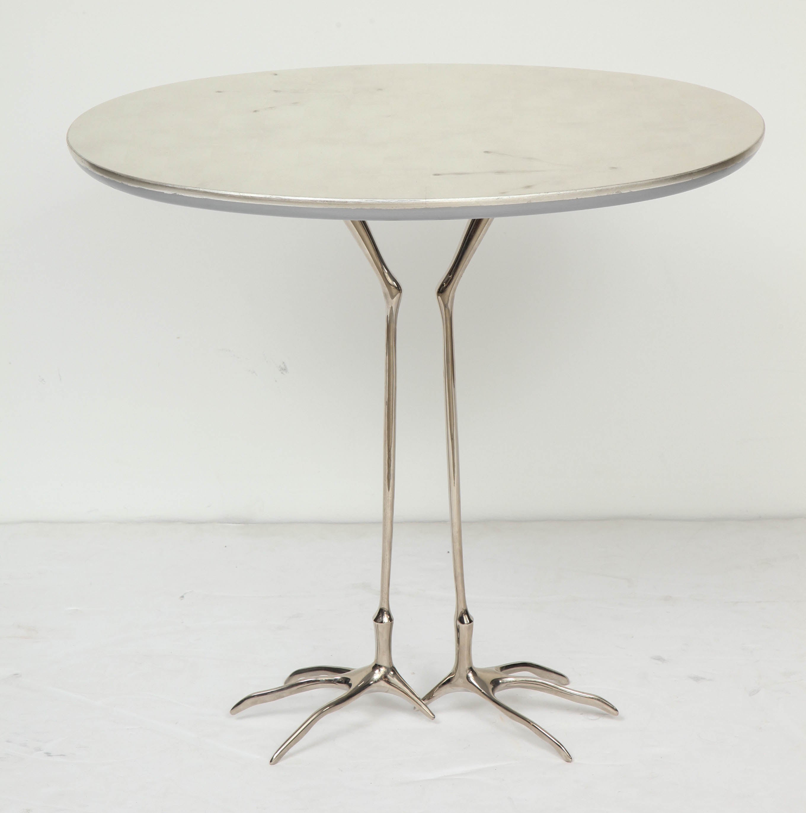 "Traccia" Siver Leaf Bird Leg Table by Meret Oppenheim at 1stDibs