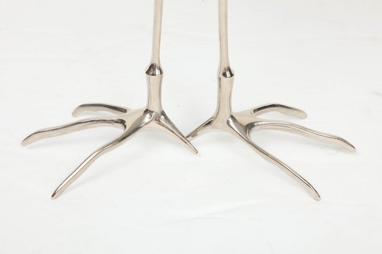 "Traccia" Siver Leaf Bird Leg Table by Meret Oppenheim at 1stDibs