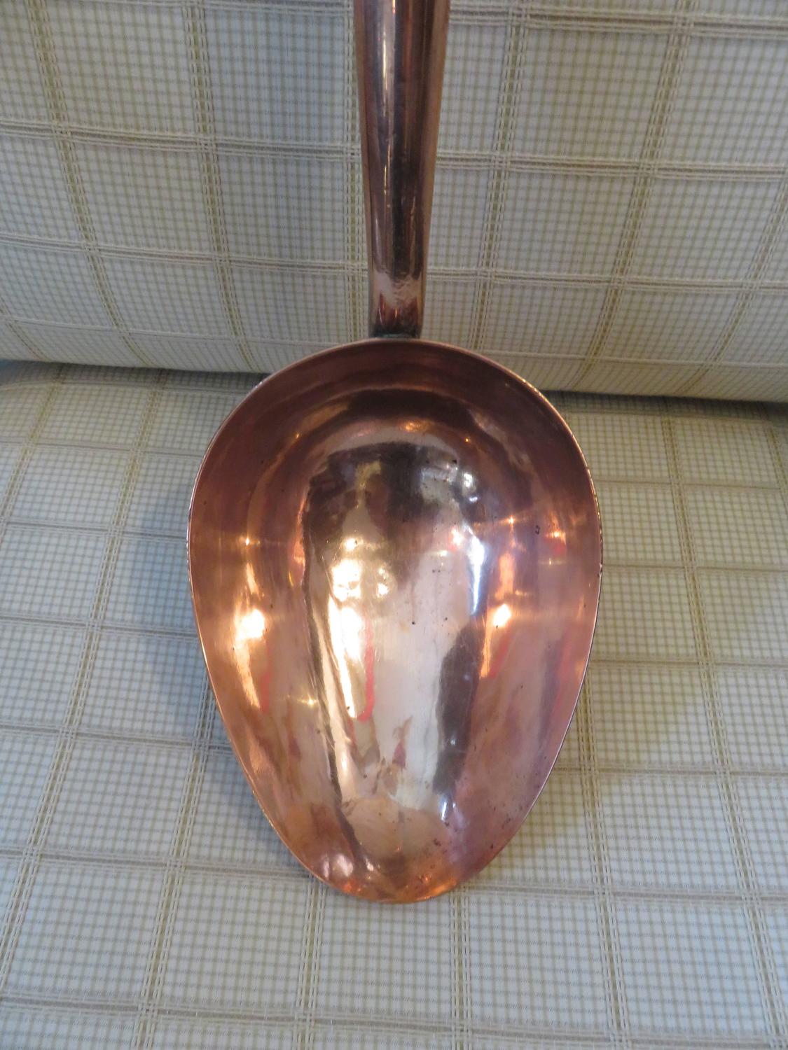 Massive 19th Century English Copper and Wood Spoon For Sale at 1stdibs