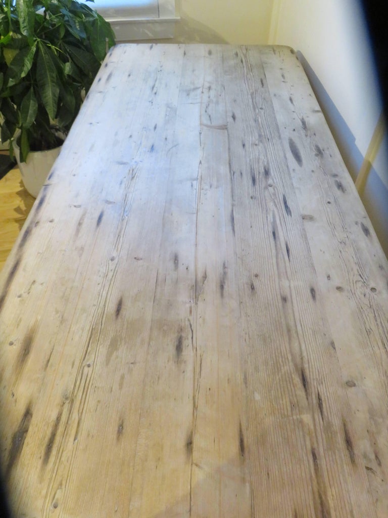 Large New England Antique Country Pine Dining Table or Desk at 1stDibs