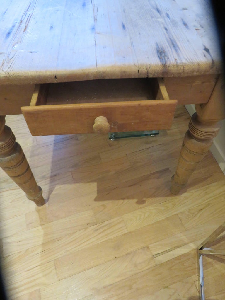 Large New England Antique Country Pine Dining Table or Desk at 1stDibs