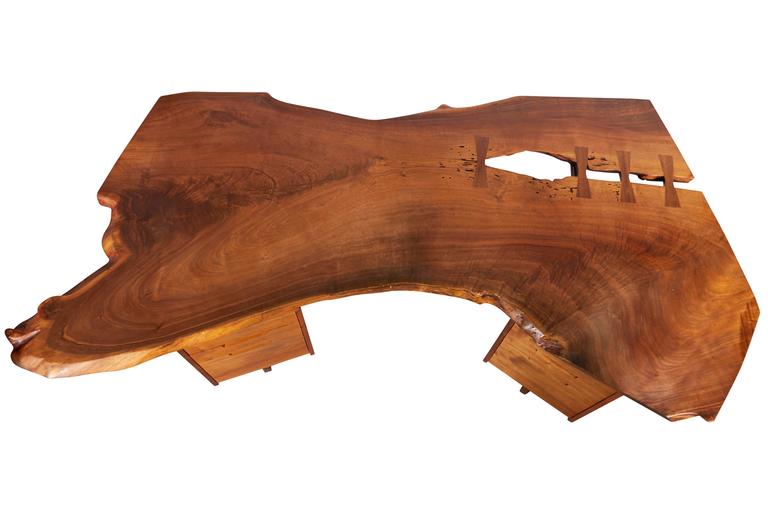 George Nakashima Black Walnut Double Pedestal Desk, Signed and Dated at ...