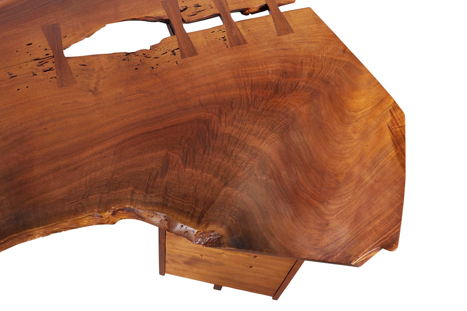 George Nakashima Black Walnut Double Pedestal Desk, Signed and Dated ...