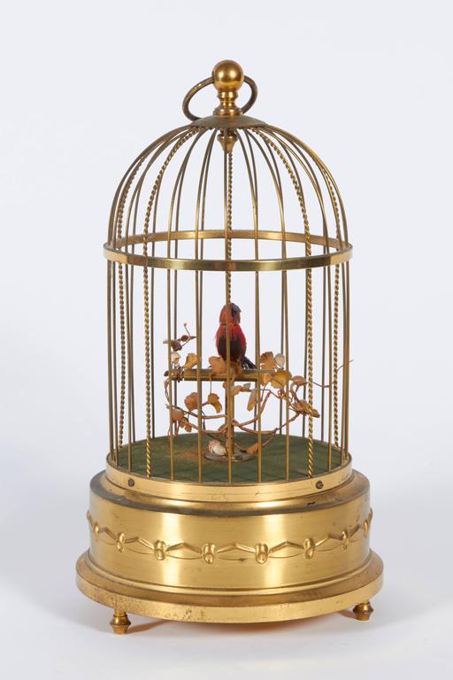 Karl Griesbaum German Brass Singing Bird Cage Music Box, Marked Kg Ken ...