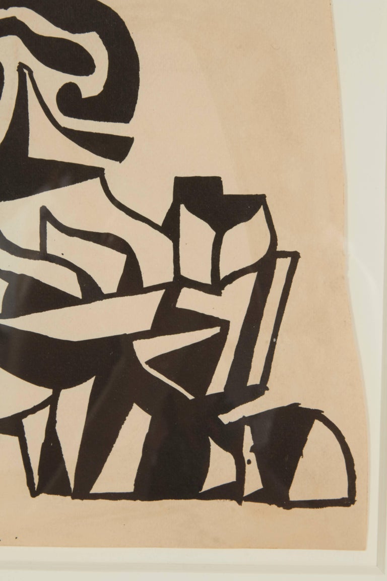 Nell Blaine Abstract India Ink on Paper, USA 1948 For Sale at 1stDibs