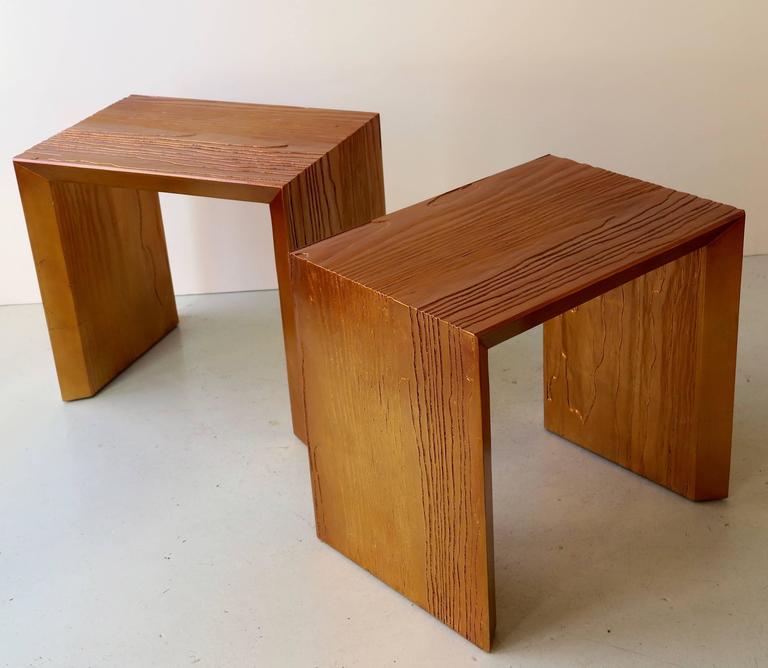 Pair of Custom-Made Side Tables in Copper Shades at 1stDibs