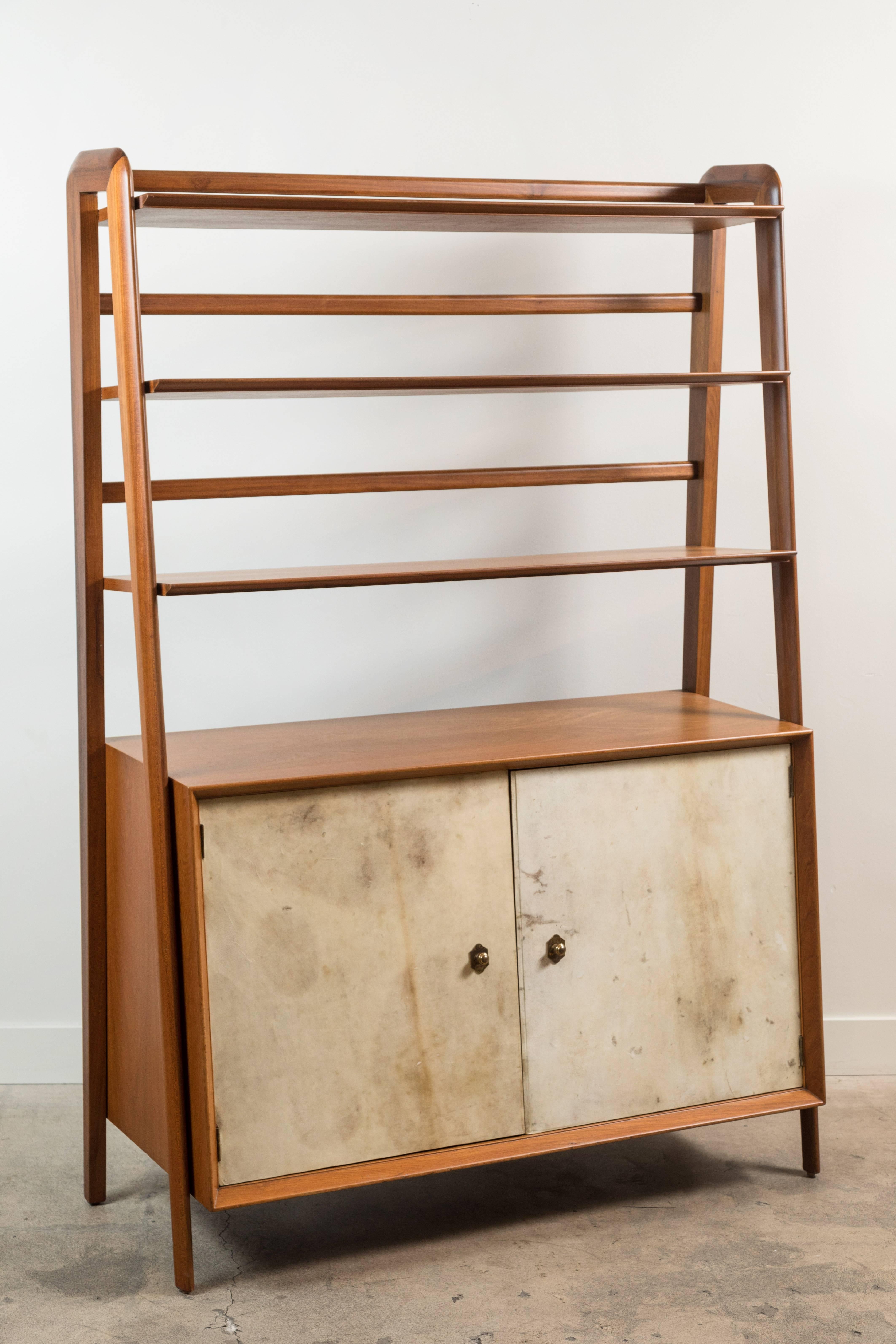 Italian Bookcase with Parchment Cupboard at 1stDibs