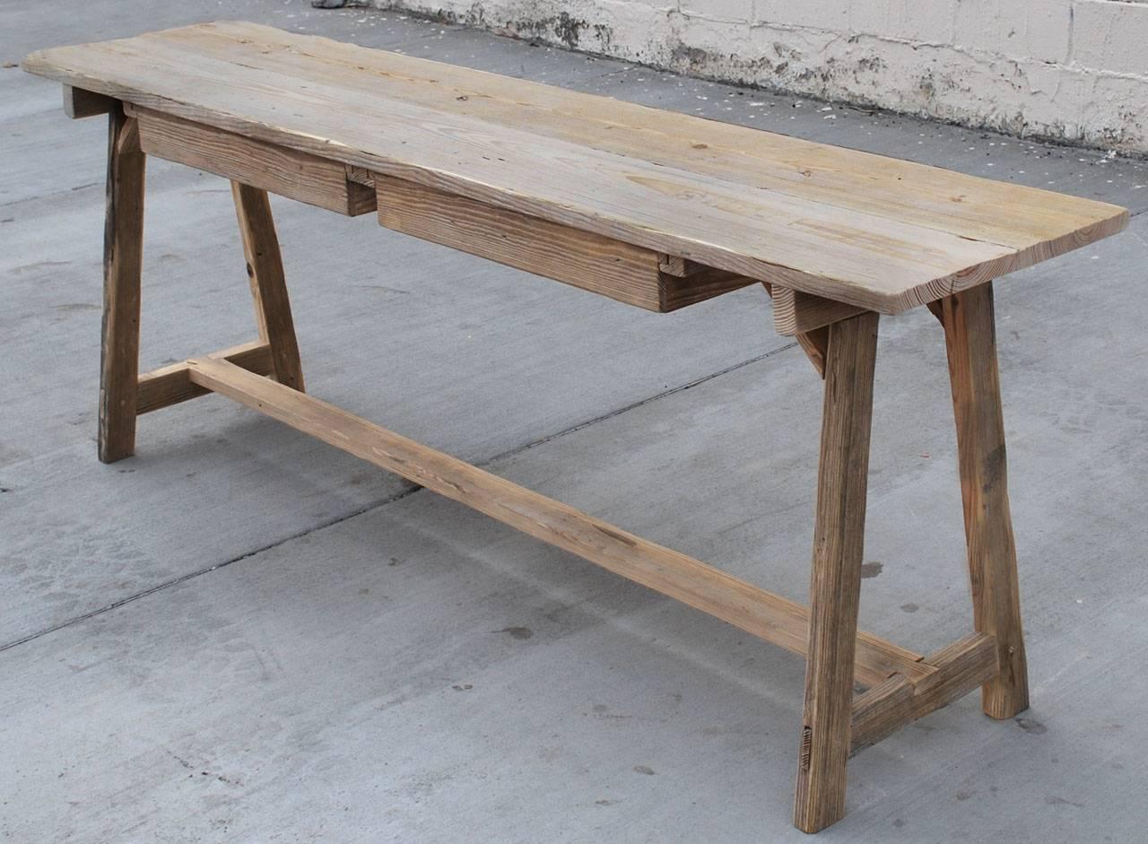 Work/Console Table in Vintage Fir, Custom Made by Petersen Antiques at ...