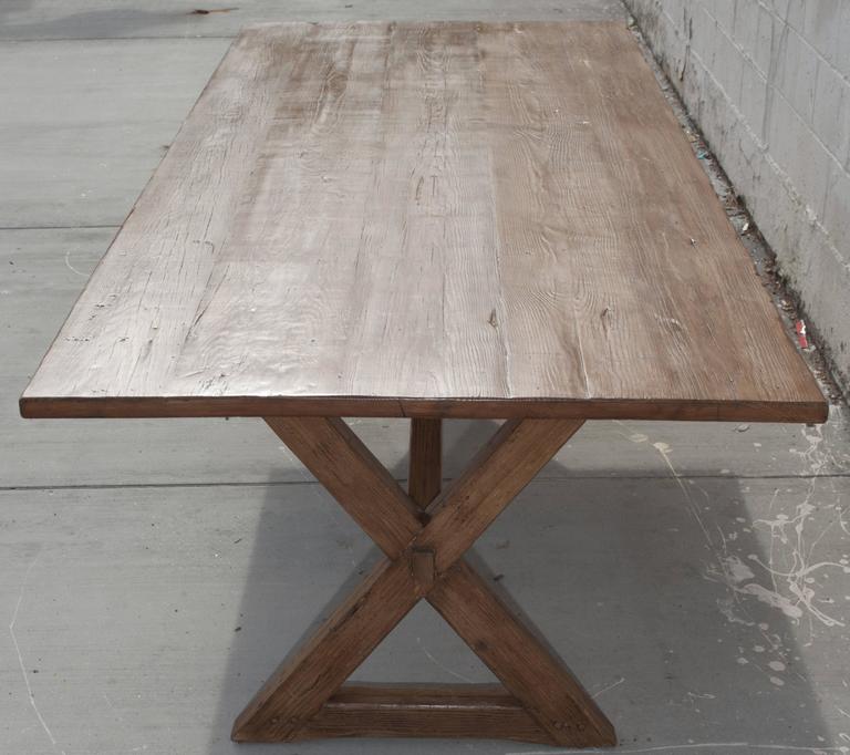 X-Trestle Table in Reclaimed Heart Pine, Custom Made by Petersen ...
