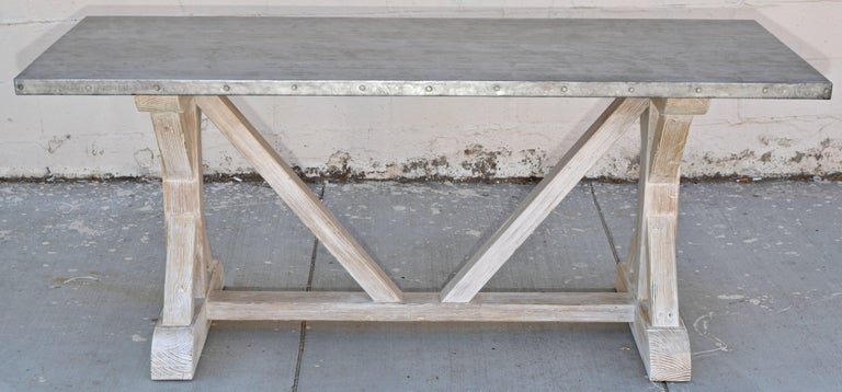 Zinc Top Farm Table in Vintage Heart-Pine, Made to Order by Petersen ...