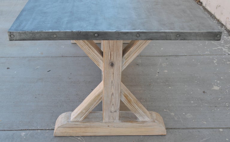 Zinc Top Farm Table in Vintage Heart-Pine, Made to Order by Petersen ...