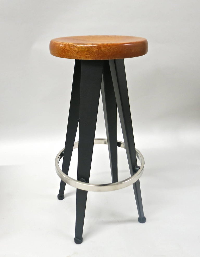Six Bar Stools after Jean Prouvé, NYC 1980s at 1stDibs