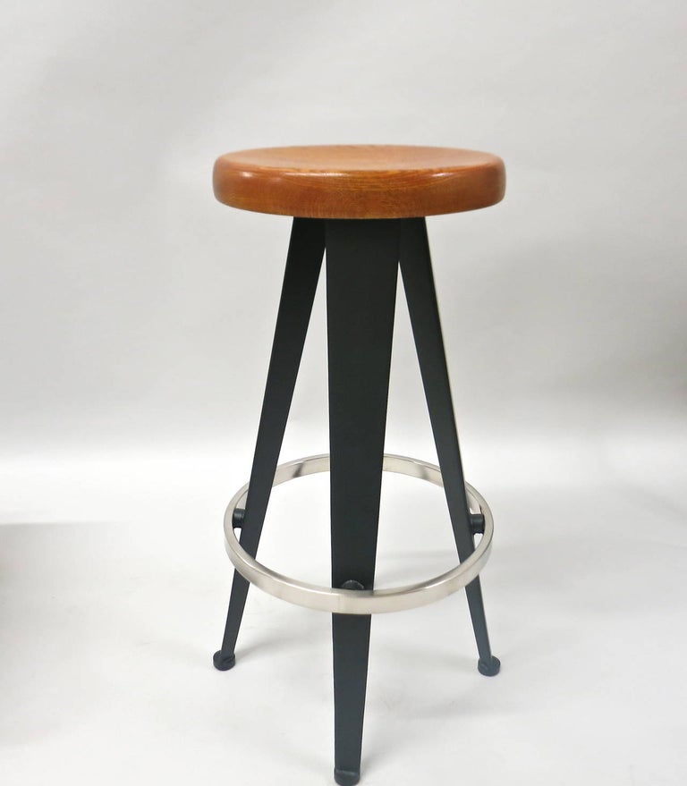 Six Bar Stools after Jean Prouvé, NYC 1980s at 1stDibs